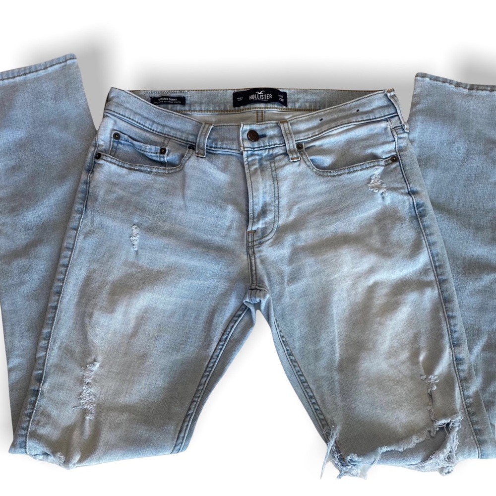 Hollister Stacked Ripped Skinny Jeans Light Wash 9.5”… - Gem